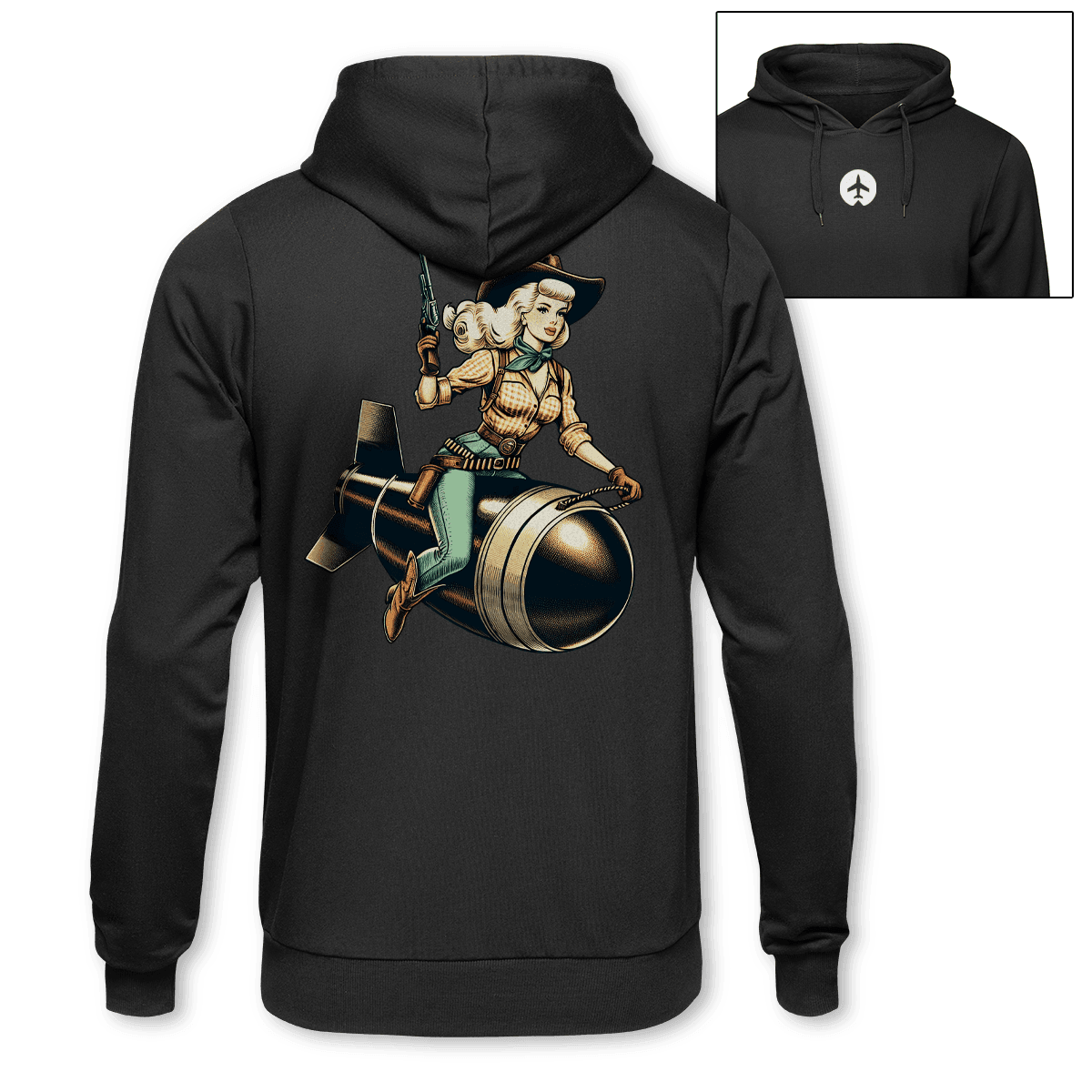 Blonde cowgirl riding bomb pin-up Hoodie – Mach 5