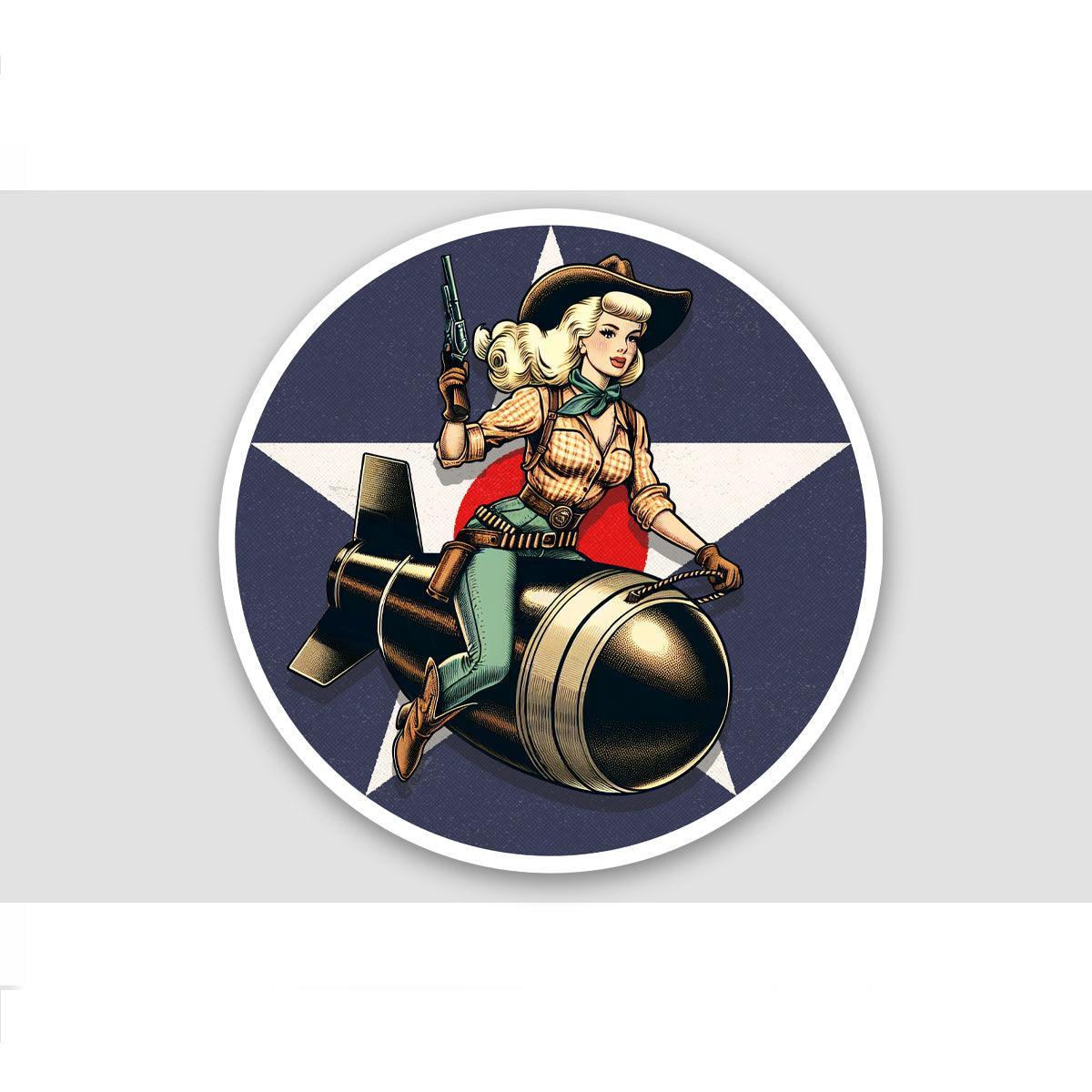 USAAC Bombshell Blonde Pin Up Bumper Sticker – Mach 5