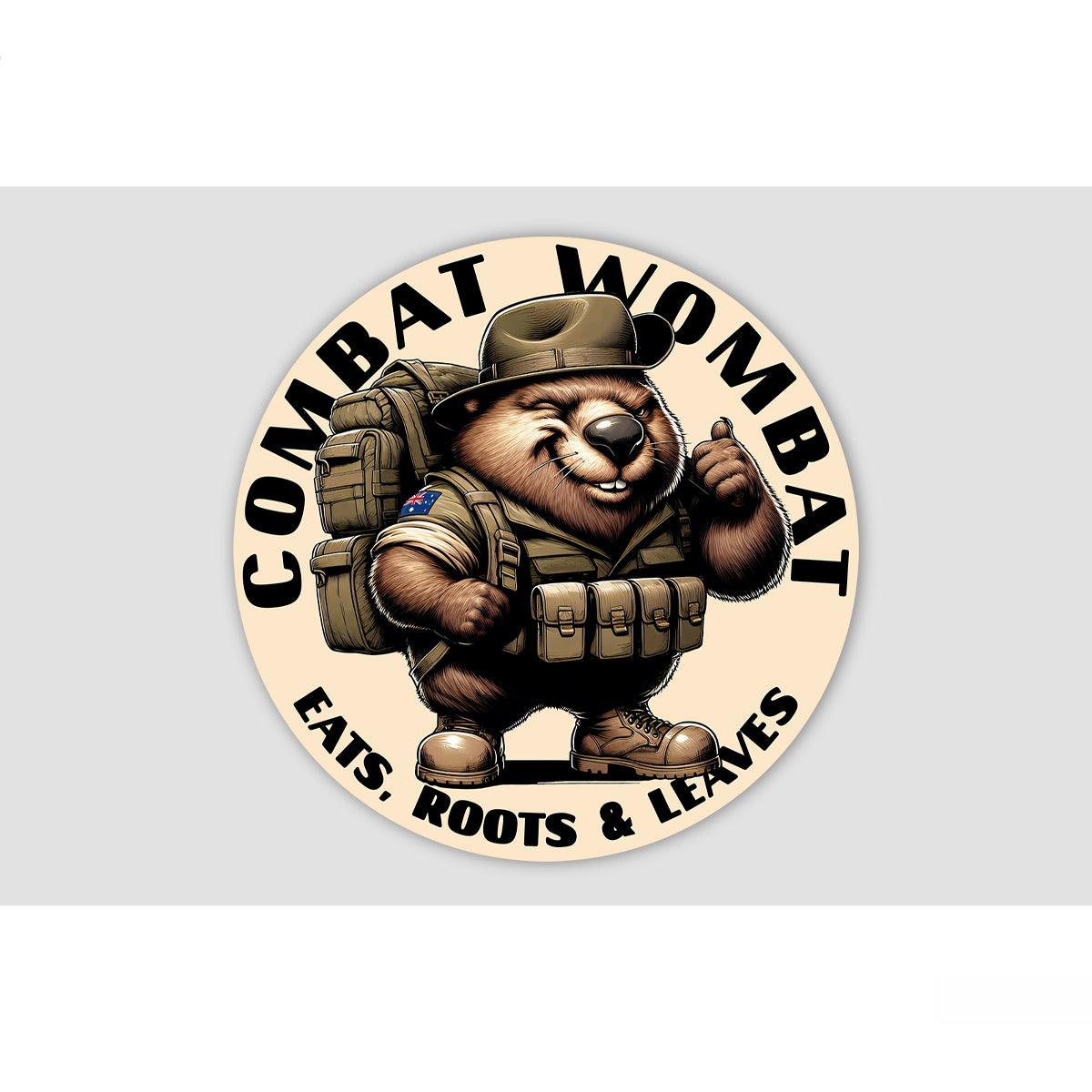 COMBAT WOMBAT EATS, ROOTS & LEAVES' Sticker – Mach 5